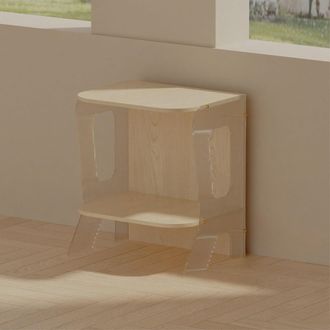 Generic Offener CD-Player-Ständer Audio-Video-Regal HiFi Rack aus Holz & Acryl, Entertainment-Center Schallplattenständer, Ideal für Plattenspieler HiFi-Kompo