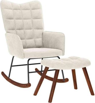 vidaXL Vidaxl - Chaise &agrave; bascule avec repose-pied cr&egrave;me velours