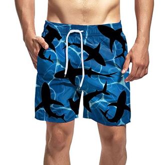 Generic Short de plage d&eacute;t&eacute; pour homme - Imprim&eacute; - Short de plage d&eacute;contract&eacute; et ample - Avec poche - Pour l&eacute;t&eacute; - Doux - Pour les vacances - Coupe droite, ble