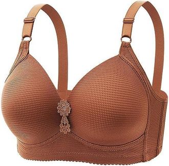 Generic Soutien-gorge respirant sans anneau en acier r&eacute;glable avec seins fins, sous-v&ecirc;tements gras et &eacute;largis, marron, 110