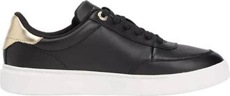 Tommy Hilfiger Damen Cupsole Sneaker Essential Chic Court aus Leder, Schwarz (Black), 40
