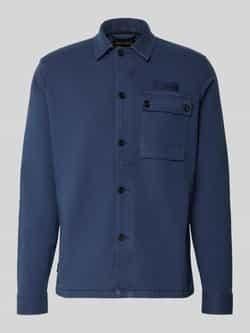 PME Legend Regular Fit Hemdjacke mit Kentkragen und Label-Stitching