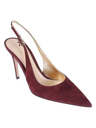 Gianvito Rossi Hohe Schuhe - Burgundy Suede Slingback Pump With Nappa Leather L - Gr. 36 (EU) - in Rot - f&uuml;r Damen
