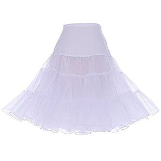 Dresstells Jupon ann&eacute;es 50 Vintage en Tulle Rockabilly Petticoat Longueur 66cm/26,White XL