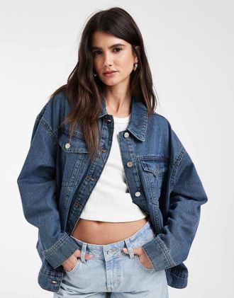 Noisy May veste en jean oversize bleu vintage