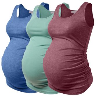 BHome Umstands-Tanktops f&uuml;r Frauen, ger&uuml;scht, &auml;rmellos, Basic-Tops, Umstands-Shirt, Weste, Schwangerschafts-T-Shirt, Blaugr&uuml;n/Salbeigr&uuml;n/Burgunderrot, Klein