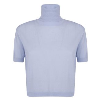 N&deg;21 Pull &agrave; col roul&eacute; &agrave; manches courtes - Femme - Pulls - Bleu - Taille: 44 FR