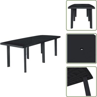 vidaXL Table de jardin Anthracite 216x90x72 cm Plastique - Table De Jardin - Table Ext&eacute;rieure - Mobilier De Jardin - Table En Plastique - Table R&eacute;sistante