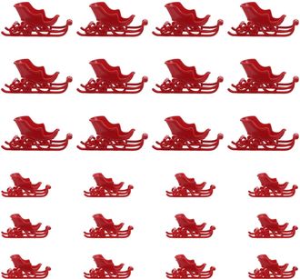 Angoily 24 St&uuml;ck Kleiner Weihnachtsschlitten Rote Miniatur Schlittenfiguren Dekorative Tisch und Weihnachtsbaum Deko f&uuml;r Selbstgemacht Weihnachtsprojekte und 