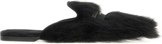 Dolce & Gabbana Femme, Chaussures, Noir, Taille: 36 EU Mules en shearling et daim