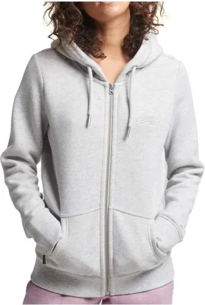 Superdry Femme, Sweatshirts et sweats &agrave; capuche, Gris, Taille: 36 FR Vintage Logo Embroidered Zip Sweat &agrave; capuche