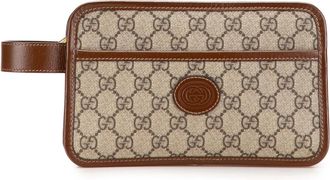 Gucci Clutches - GG Supreme Interlocking G Clutch - Gr. unisize - in Braun - f&uuml;r Damen