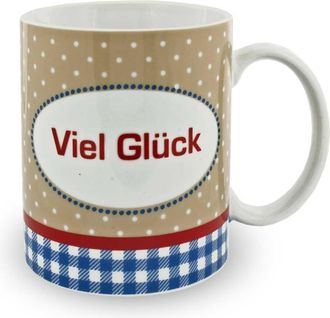 Depesche Tasse Viel Glück Kaffeetasse Becher braun blau Kaffeebecher