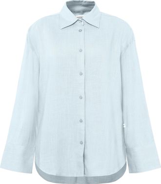 Knowledge Cotton Apparel Damen vegan Hemd Relaxed Leinen Mix Skyway Blau