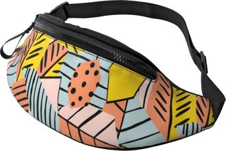 Generic Schultertaschen Mode Handytasche Tasche Abstrakte Trendbl&auml;tter Stylisch Lauftasche F&uuml;r Laufen Spazieren Fahrrad 14X35Cm