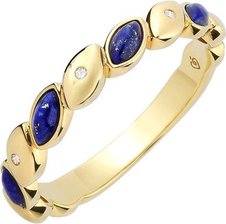 Edenly Trauring Felicitas - Lapislazuli und Diamanten - 375er Gelbgold