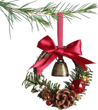 Generic Au&szlig;en Weihnachtskranz - 13 Zentimeter Glocke Und Vintage Dekoration,Festliche Fensterdekoration - F&uuml;r Weihnachtskranz f&uuml;r Au&szlig;en und Innenraum, Kaminsi