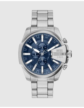 Diesel Mega chief Slim Chronograph Uhr aus Edelstahl in Silber