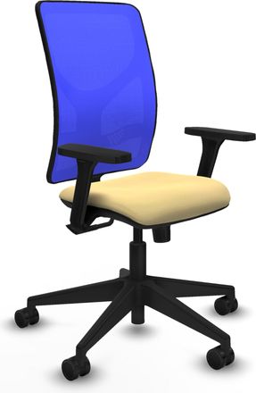 Piqueras y Crespo Lendenwirbelst&uuml;tzstuhl mit 3D-Armlehnen, ausgestattet mit 3-fach verstellbarem Schaumstoff und Schaumstoff. 65 mm Nylon-Rollen, Blau/Cremefarben