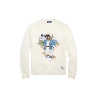Polo Ralph Lauren Intarsia Cotton Polo Bear Pullover - - Knitwear - Herren - Beige - L