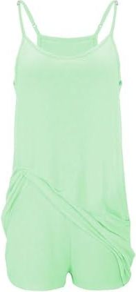 Generic Salopette extensible &agrave; bretelles spaghetti pour femme - Combinaison de travail courte pour femme - Taille 42 - Combinaison de sortie - Combinaison tai