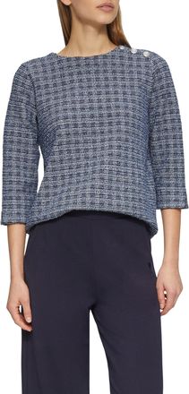 s.Oliver Bouclé-Shirt mit Zierknöpfen und 3/4-Ärmeln