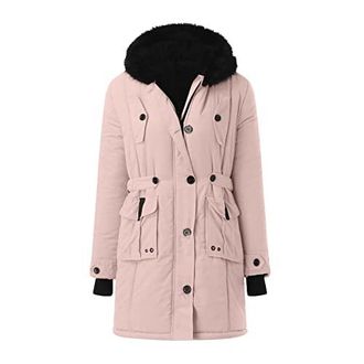 Generic Manteau dhiver quotidien pour femme - Veste &agrave; manches longues - Veste &eacute;paisse &agrave; capuche chaude - Rembourr&eacute;e - Grandes vestes, rose, 3XL