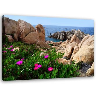 Feeby Wanddeko Landschaft Leinwandbild Kunstdruck Meer Beige 90x60 cm