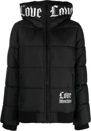 Love Moschino Femme, Vestes, Noir, Taille: 42 FR Piumino cappuccio logato