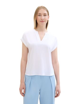 Tom Tailor Damen Basic Sommer-Bluse, Whisper White, 36
