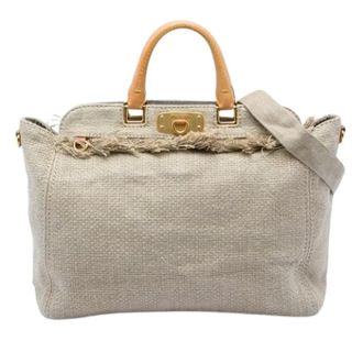 Prada Pre-owned Raphia sacs-prada - Femme - Pre-owned - Beige - Taille: ONE Size