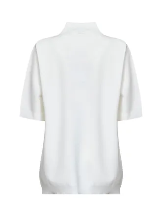 Max Mara Womens Polo Shirt Mxmalpino Viscose Crepe White Knitwear Sweater