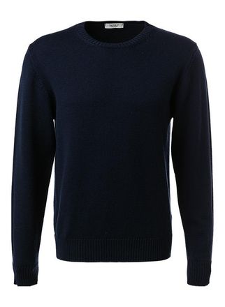 Crossley Herren Pullover blau Schurwolle unifarben