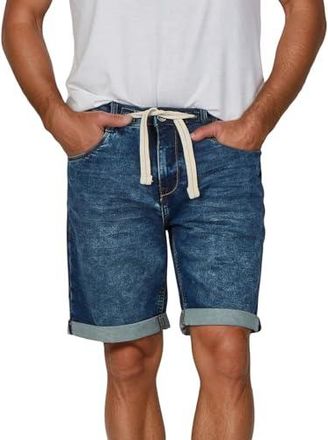 Riverso RIVPaul Short en jean stretch pour homme - Avec cordon de serrage - Coupe droite - Bermuda d&eacute;t&eacute; - Denim - Couleur unie - Noir - Bleu - Gris - 30, 31, 