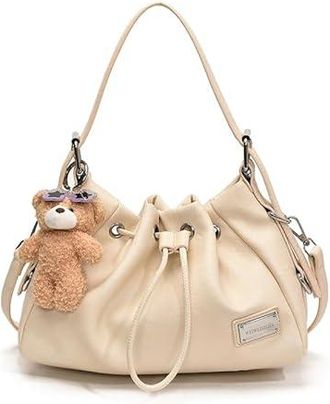 Generic Sac &agrave; bandouli&egrave;re en cuir synth&eacute;tique - Grande capacit&eacute; - Pour femme - Travail - Voyage de shopping, Blanc., 10.63x8.27x7.48inch