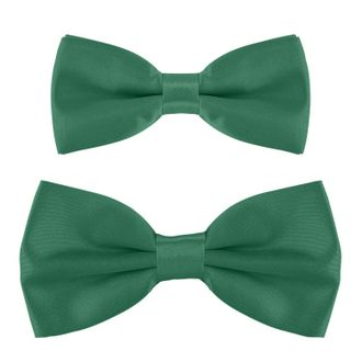 DonDon Vater-Sohn Fliegen Set im Partnerlook, bereits gebunden und verstellbar - Waldgr&uuml;n