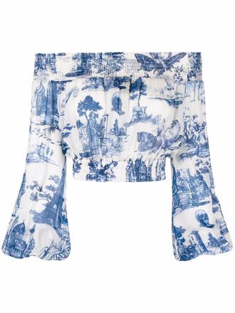 Philipp Plein blouse Georgette crop - Blanc