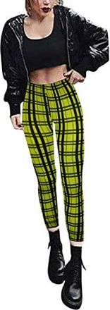 Generic Legging taille haute pour femme - Contr&ocirc;le du ventre - &Eacute;lastique - Legging thermique &agrave; carreaux - Imitation denim - Legging de randonn&eacute;e - Pantalon de