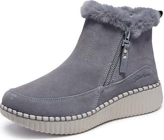 Skechers Femme Wilshire BLVD-Fresh Zip Bottine, Gris, 38.5 EU