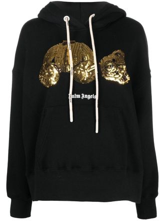 Palm Angels Oversized-Hoodie mit Pailletten - Schwarz