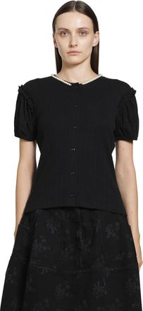Simone Rocha Pointelle Puff Sleeve Cardigan