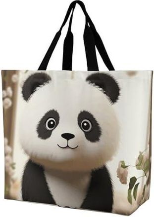 Generic Panda Blanc Sac Fourre-Tout R&eacute;utilisable Tote Bag D&eacute;contract&eacute; Sac A Main Femmes Pour Travail Shopping Universit&eacute;