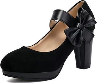 Generic Mary Jane - Escarpins &agrave; talon haut - Bout rond - Pour femme, Noir, 40.5 EU