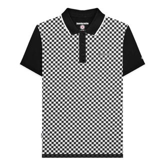 Lambretta Poloshirt Rundum bedruckt f&uuml;r Herren (Schwarz/Wei&szlig;)