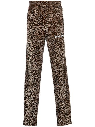 Palm Angels pantalon de jogging &agrave; imprim&eacute; l&eacute;opard - Marron