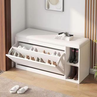 Generic Schuhbank F&uuml;r Den Eingang, Platzsparender Schuhschrank Mit Sitz, Kleine Eingangsbank F&uuml;r Kleine Haushalte, Ideal F&uuml;r Haust&uuml;ren und Eingangsflure,White