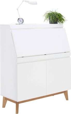 Novel Sekretär, Weiß, Eiche, Holzwerkstoff, Eiche, massiv, 96.7x115x40.5 cm, Arbeitszimmer, Schreibtische, Sekretäre