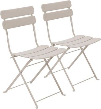 Oviala Oviala - Set aus zwei klappbaren Stühlen aus hellem beige Stahl