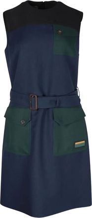 Prada robe courte à taille ceinturée - Bleu