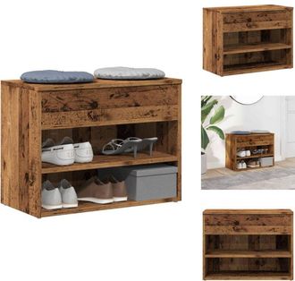 vidaXL Vidaxl - Banc à chaussures vieux bois 60x30x45 cm bois dingénierie - Banc à Chaussures - Bancs à Chaussures - Banc - Banc De Couloir